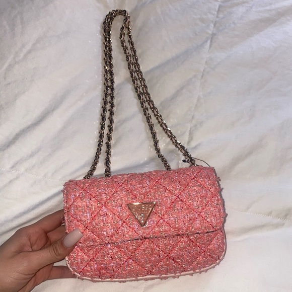 Guess | Bags | Guess Peach Spark Quilted Tweed Micro Mini Bag | Poshmark